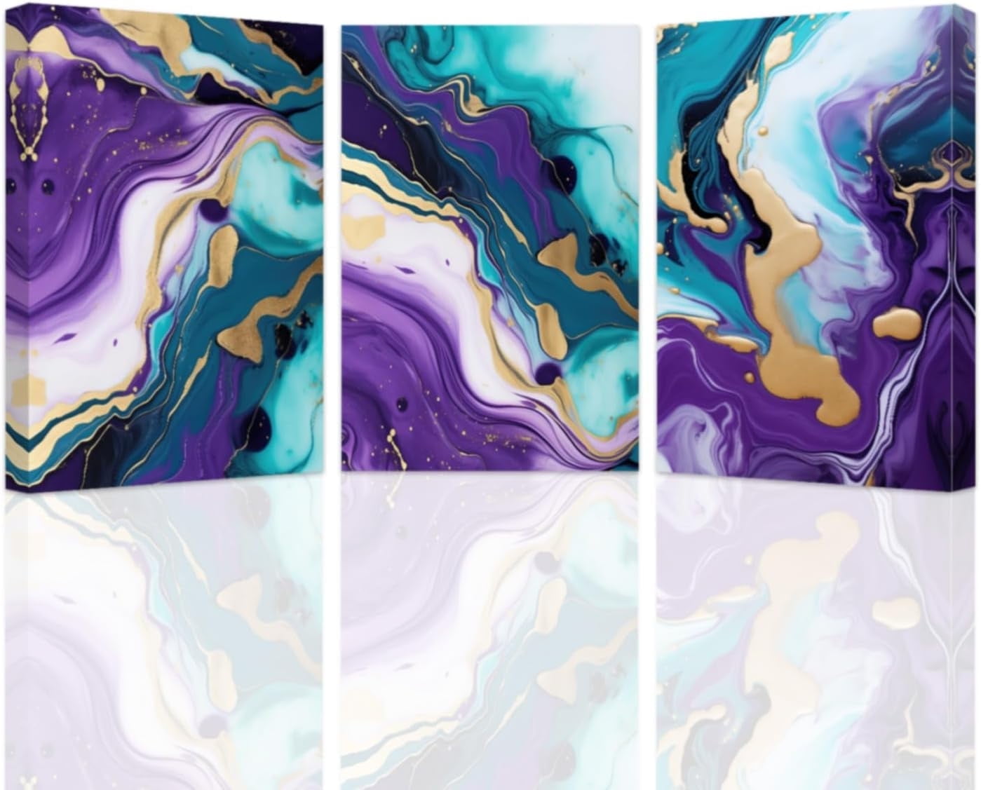 3 Piece Purple Wall Decor Abstract Marble Canvas Prints Wall Art Purple ...
