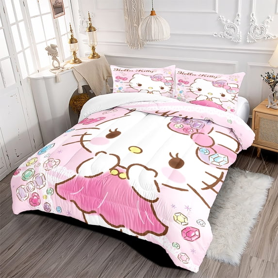 3-Piece Queen Size Comforter Set, Cartoon Cute Kitten Bed in a Bag, All ...