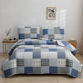 3 Piece Quilt Set King Size Bedspread Coverlet Mens Plaid Patchwork ...