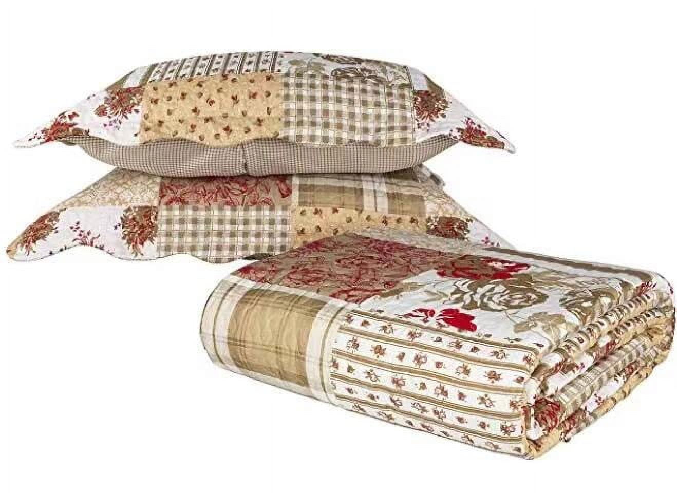 Lightweight 3-Piece Quilt Set with Shams, Soft Double-Sided Stitched ...