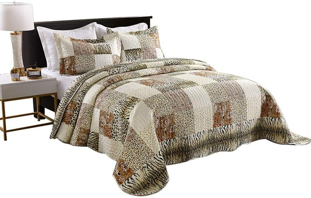 3 Piece Quilted Bedspread Leopard Print Quilt Quilt Set Bedding,Leopard ...