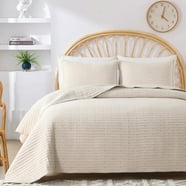 My Texas House Veronica 3-Piece White Pepper Taupe Floral Cotton Slub ...