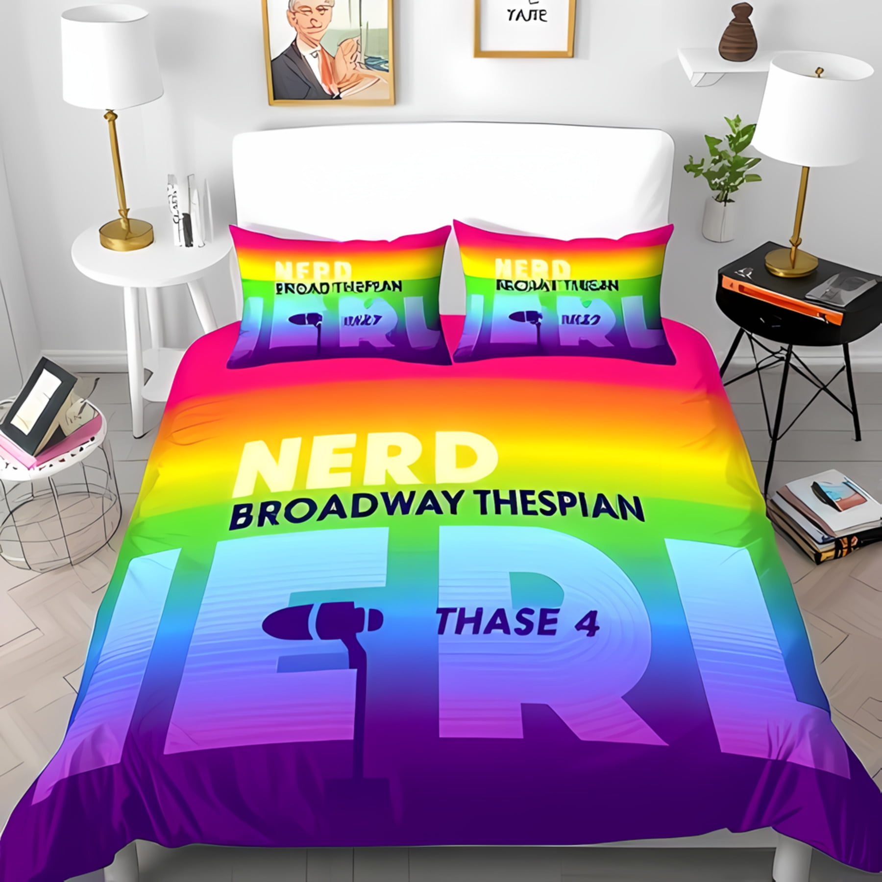 3-Piece Rainbow Gradient Duvet Cover Set with Matching Pillows ...