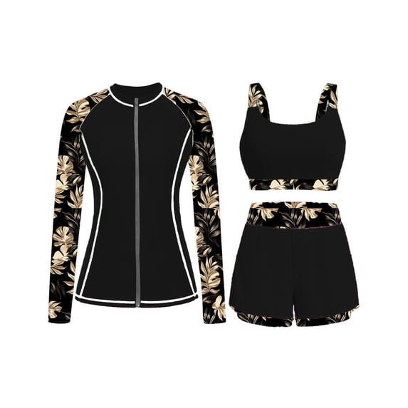 3 Piece Rash Guard for Women, Long Sleeve Swimsuits Bathing Suit , UPF ...