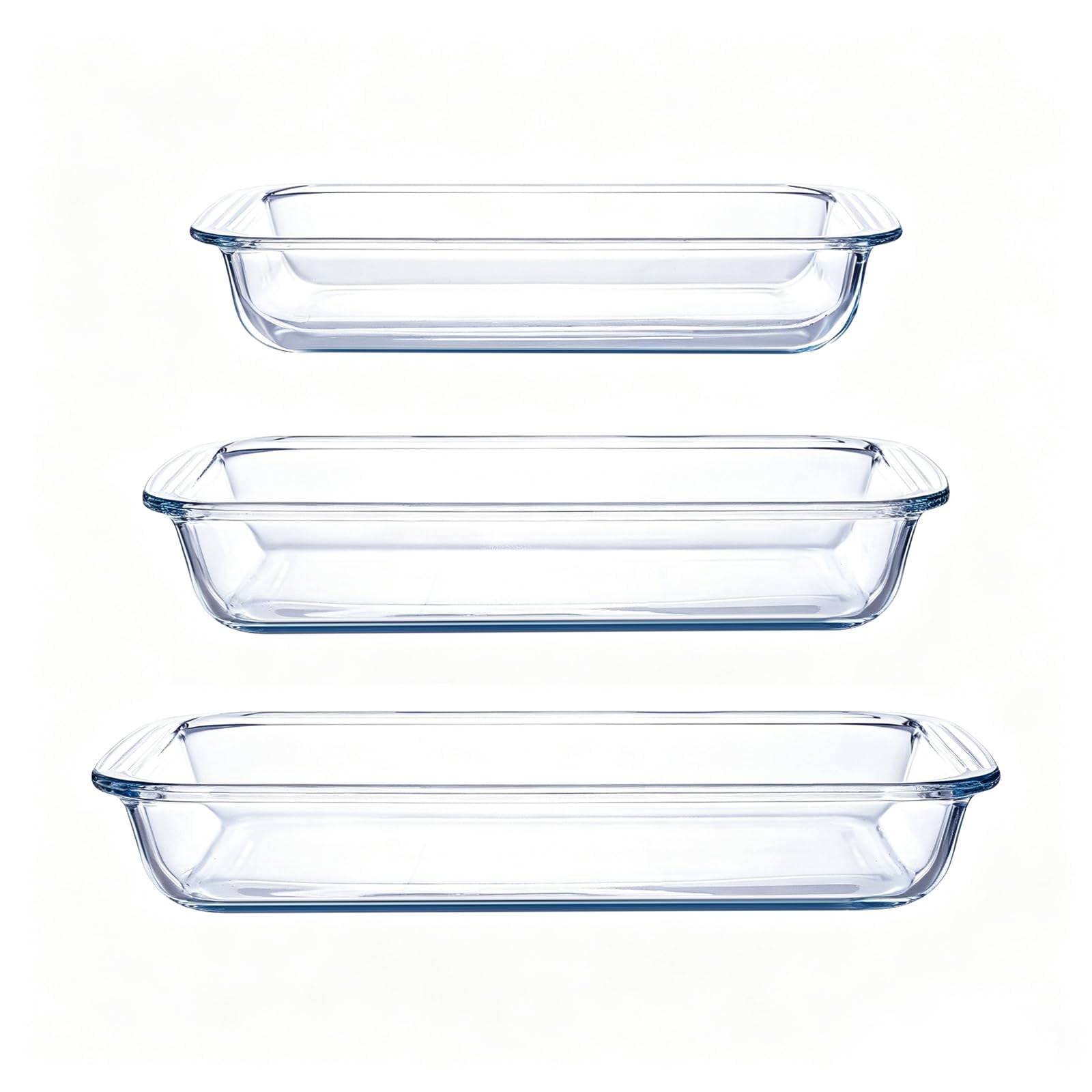 3-Piece Rectangular Borosilicate Glass Bakeware Set with Assorted ...