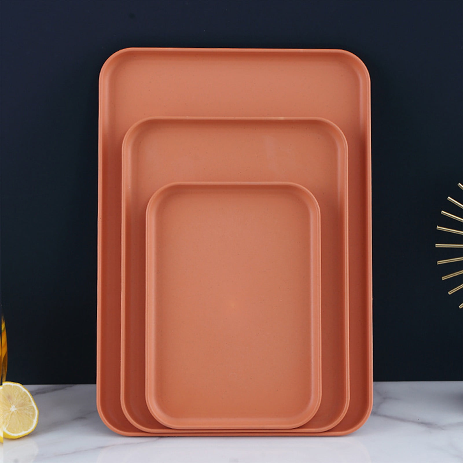 3-Piece Rectangular Serving Tray Set - Large, Medium & Small Plastic ...