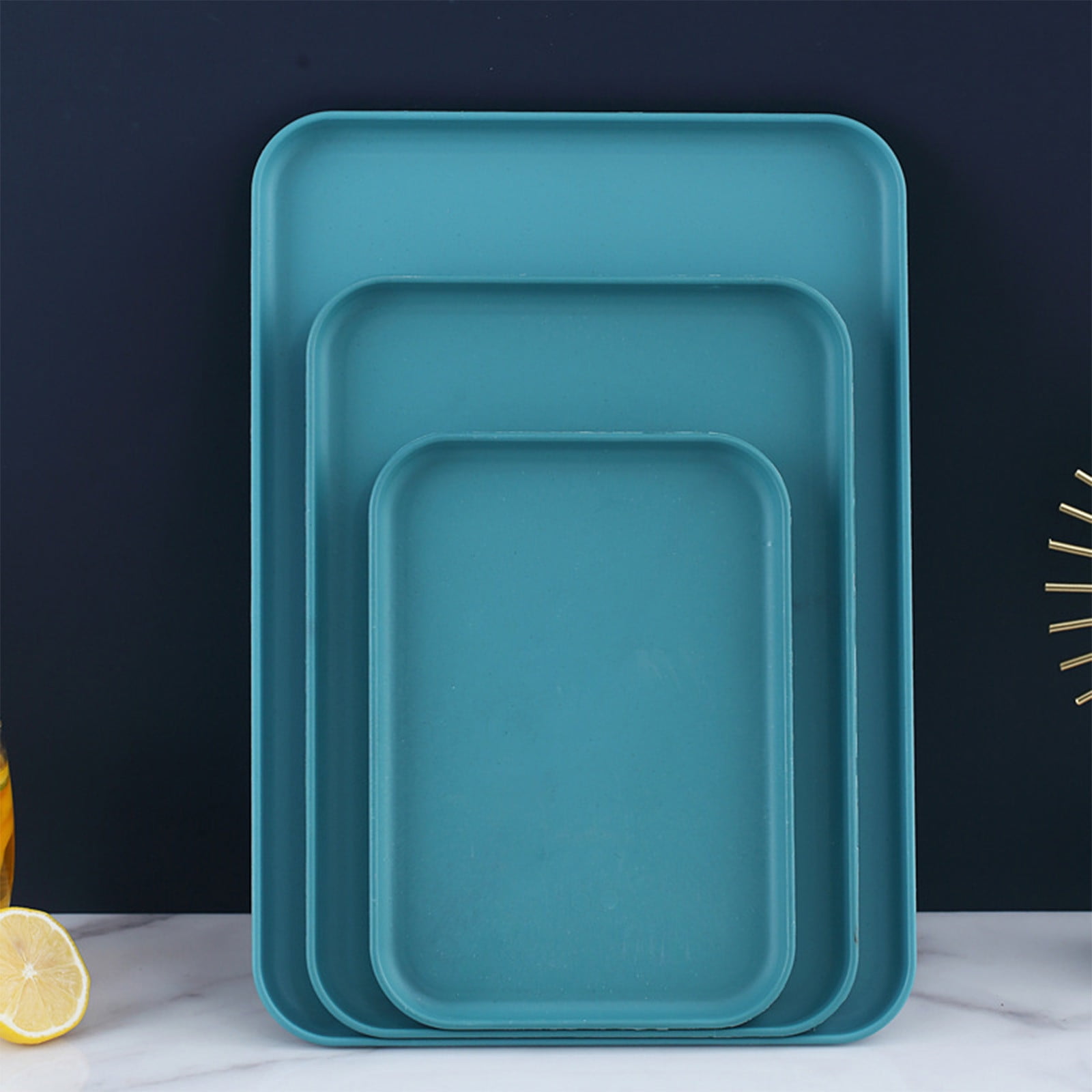 3-Piece Rectangular Tray Set-Large,Medium & Small Household Serving ...