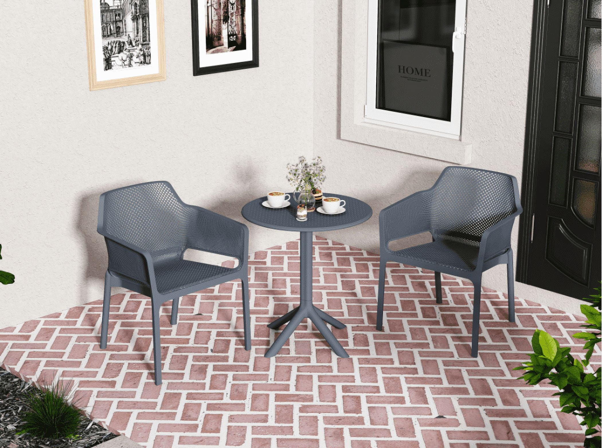 3-Piece Recycled Ocean Plastic Bistro Set, Indoor/Outdoor Dining Table ...