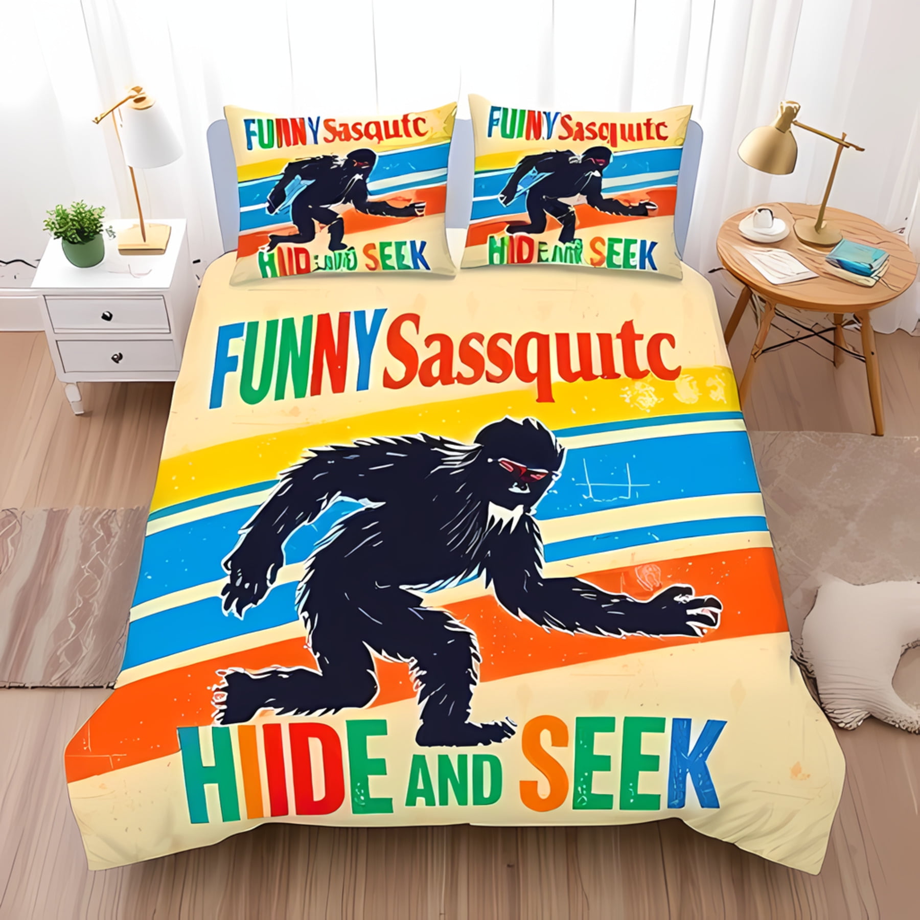 3-Piece Retro Duvet Cover Set - Playful Cartoon Design with Vibrant ...
