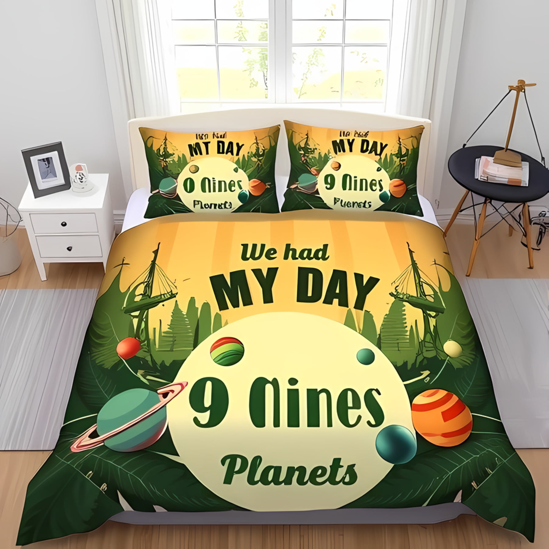 3-Piece Retro Inspired Duvet Cover Set - Whimsical Tropical Landscape ...