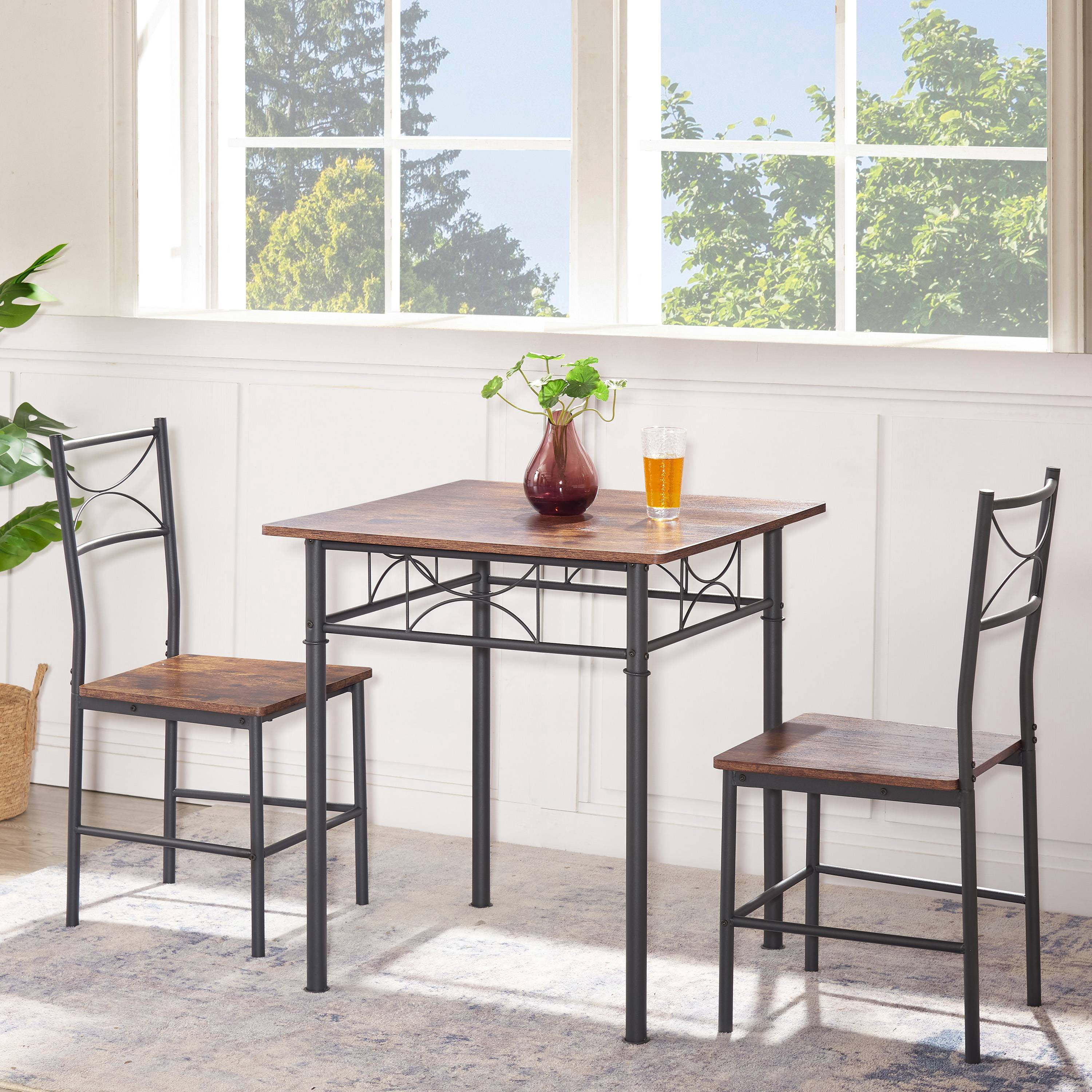3 Piece Retro Kitchen Dining Room Table Set, Square bar Table and ...
