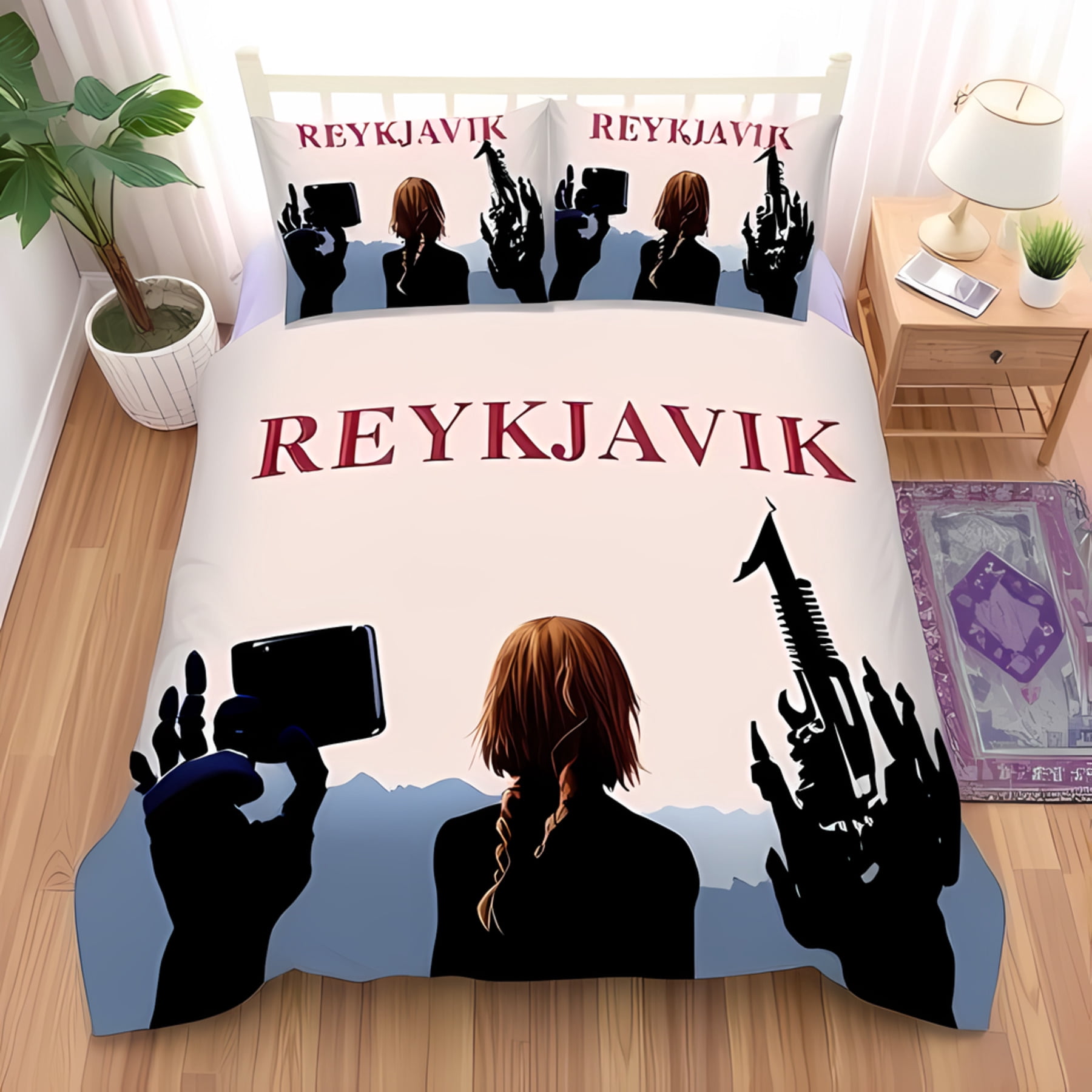 3-Piece Reykjavik Duvet Cover Set - Striking Design with Mountains ...