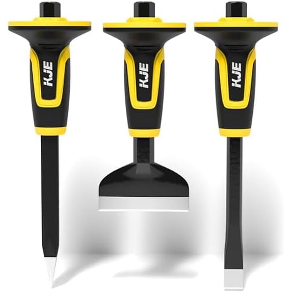 3-Piece Rock Chisel Set (8" Brick & 11" Point & Flat Chisels) -Heavy ...