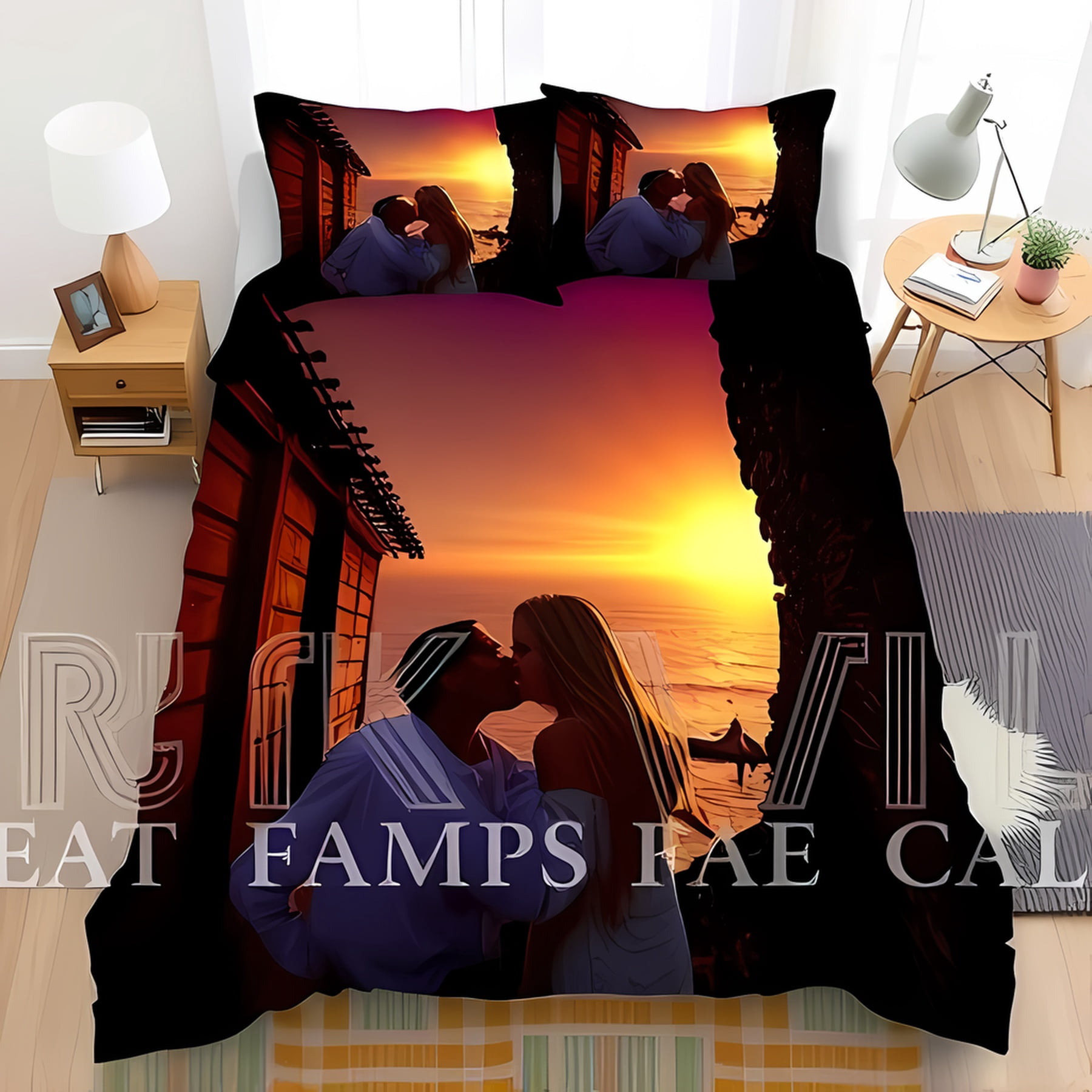3-Piece Romantic Sunset Bedding Set - Duvet Cover & Pillowcases with ...