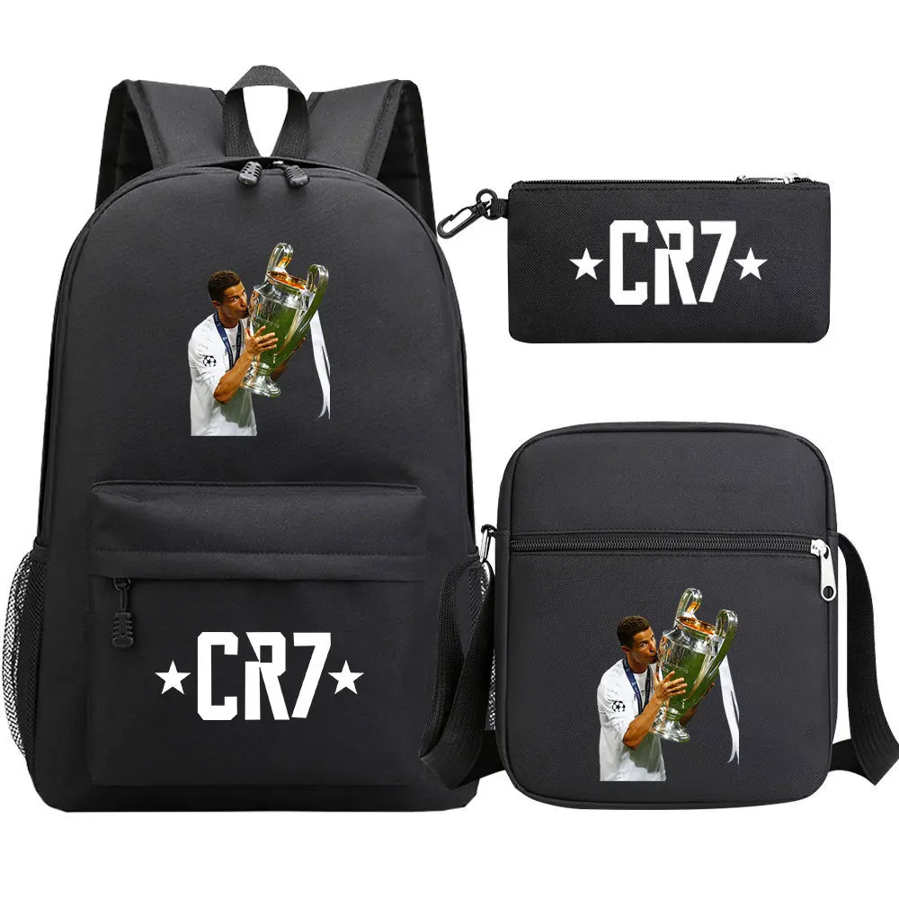 3-Piece Ronaldo Print Soccer Star School Backpack Set - Walmart.com