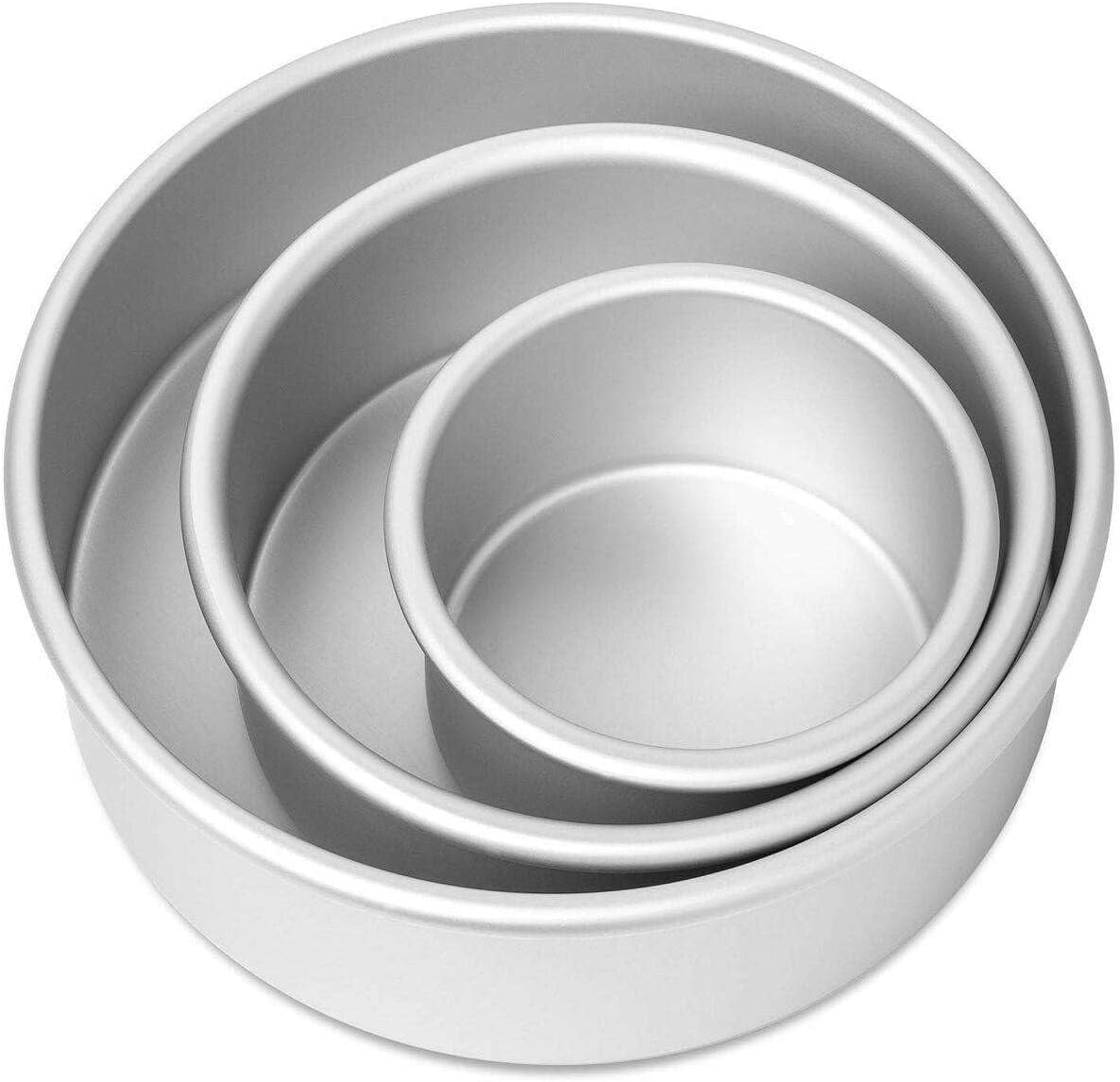 3-Piece Round Cake Pan Set - Includes 4", 6" and 8" Aluminum Pans 2 ...