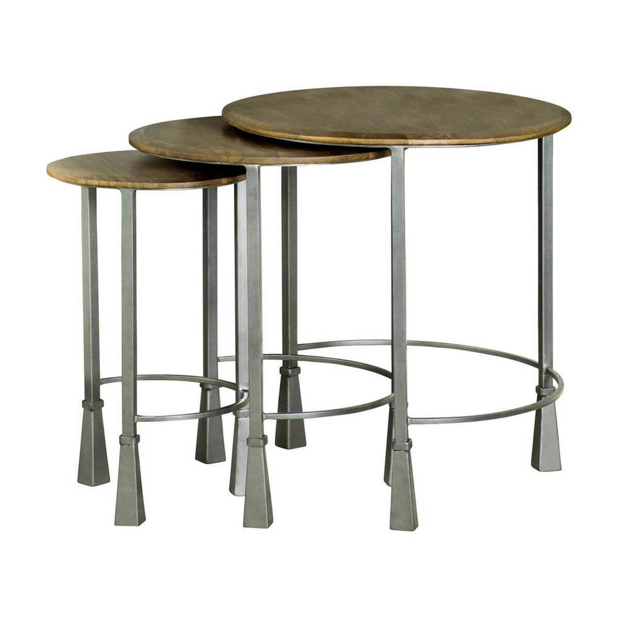 3 Piece Round Nesting End Table Set Sleek Gray Iron Legs Mango Brown ...
