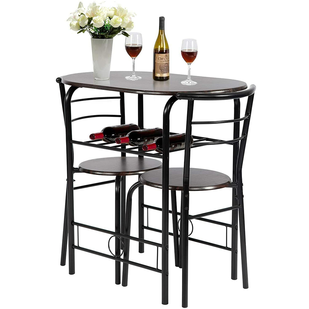 3-Piece Round Table and Chair Set for Kitchen Dining Room Bar Breakfast ...