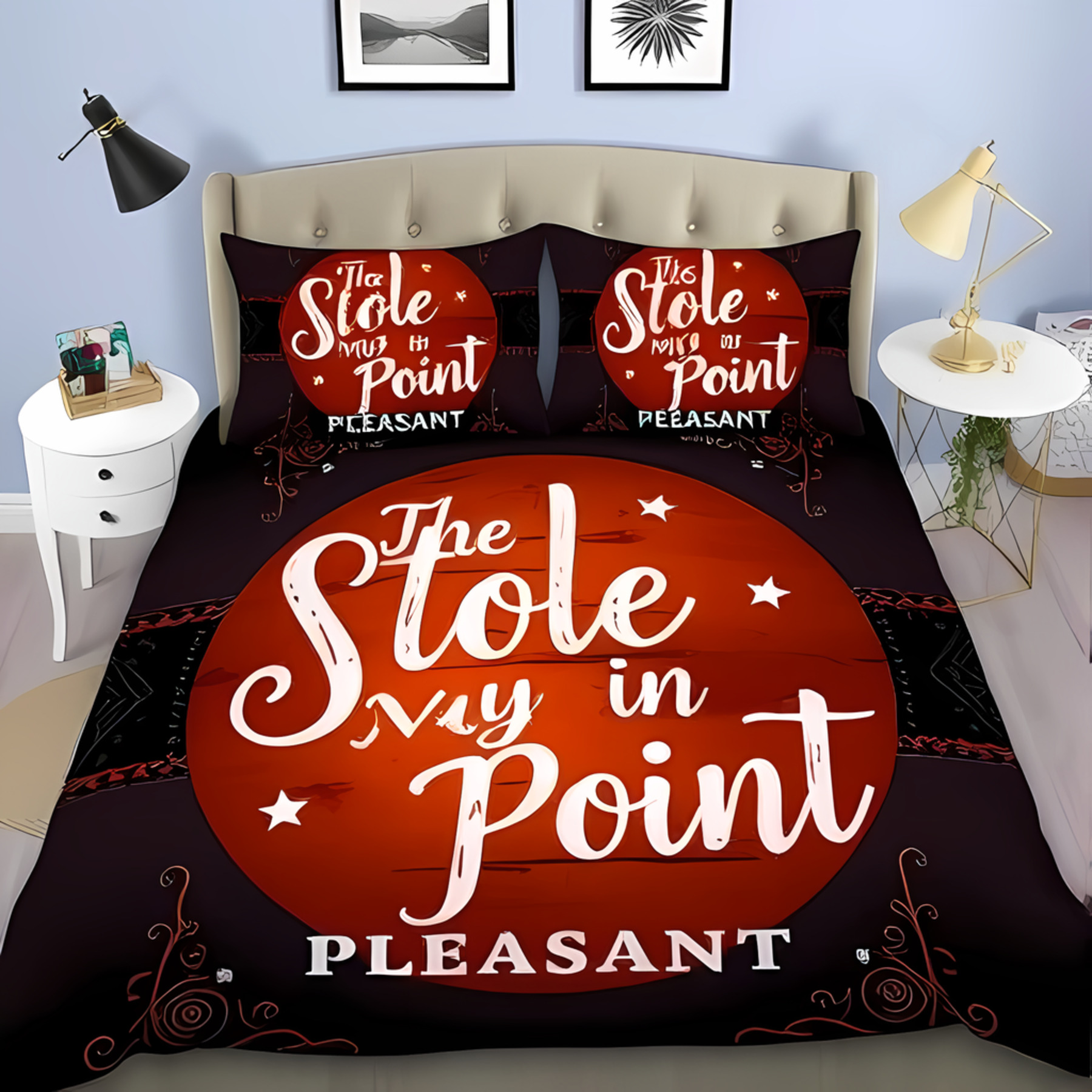 3-Piece Rustic Duvet Cover Set with Burnt Orange Circular Graphic ...