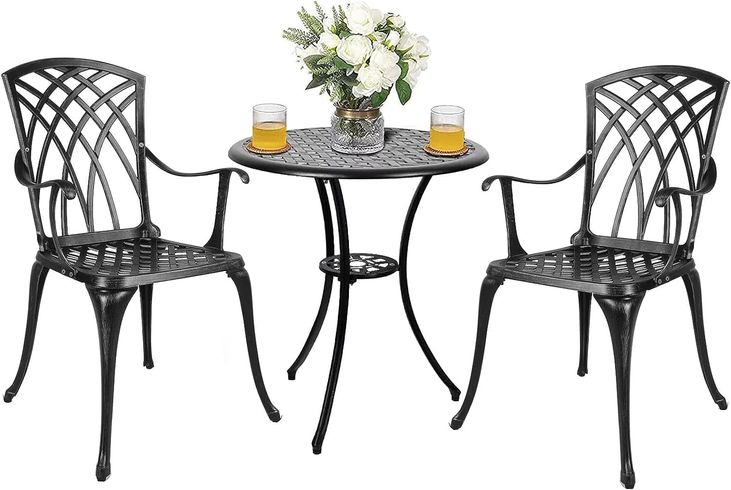 3 Piece S Bistro Set Cast Aluminum Bistro Table Set Outdoor Round ...