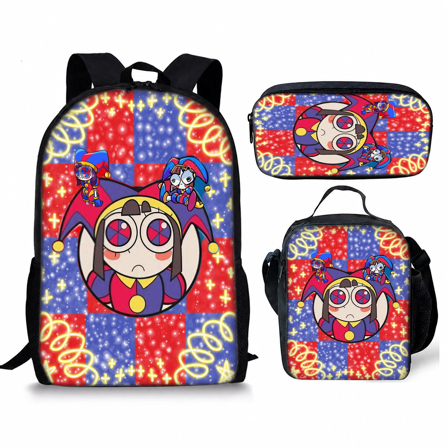 3-Piece Schoolbag Set Cartoon Clown Design 16.5'' Backpack with Lunch ...