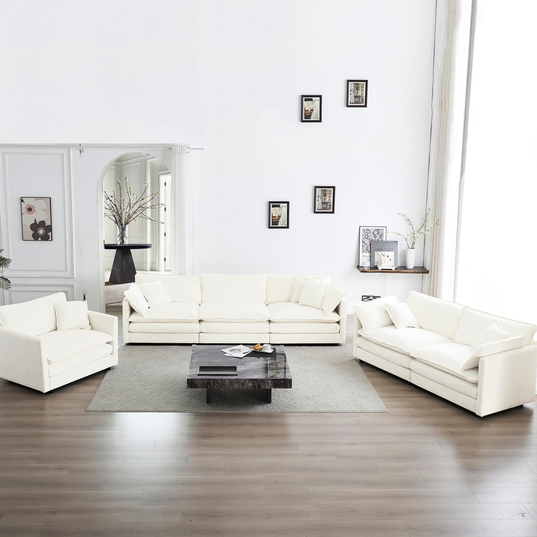 3 Piece Sectional For Living, Extra Deep Seat, Oversized Seat With And ...