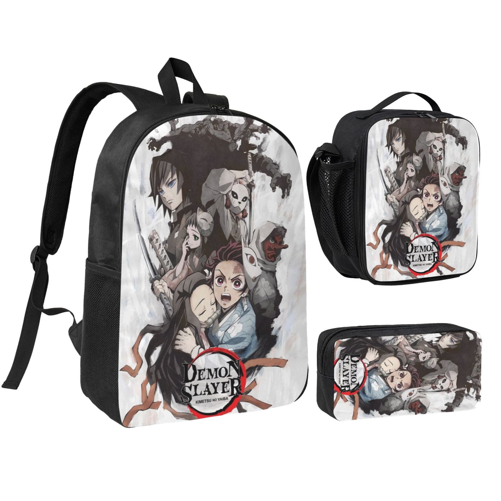 3 Piece Set Bag Unisex Anime Backpacks Demon Slayer Backpack Sport ...