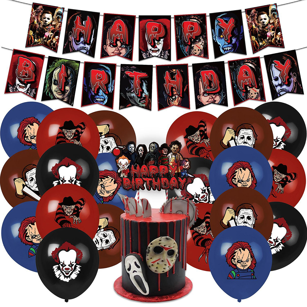 3-Piece Set Birthday Party Decorations Supplies | Horror Halloween ...