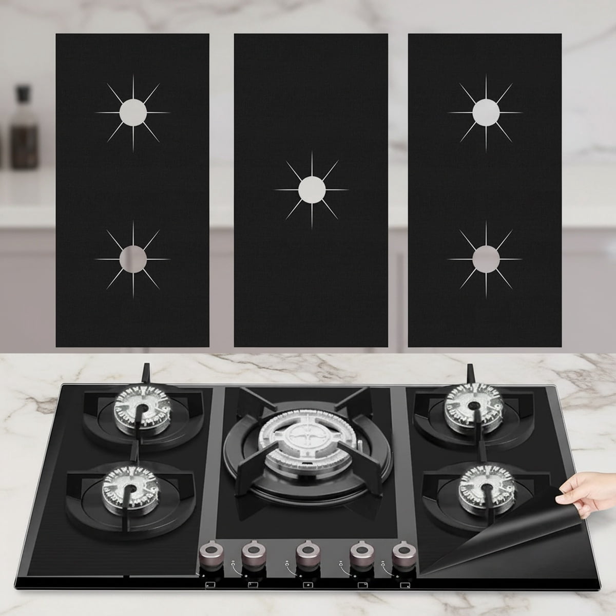 3-Piece Set of Gas Stove Guards, Easy-Clean and Reusable Stove Surface ...