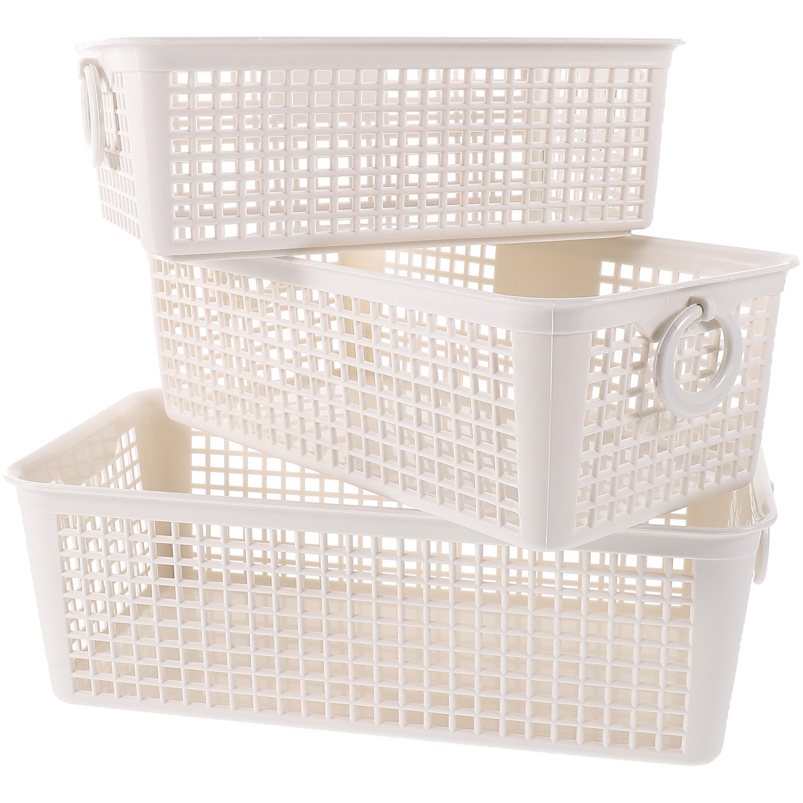 3 Piece Set Hamper Stackable Basket White Put Bill Organizer for Desk ...