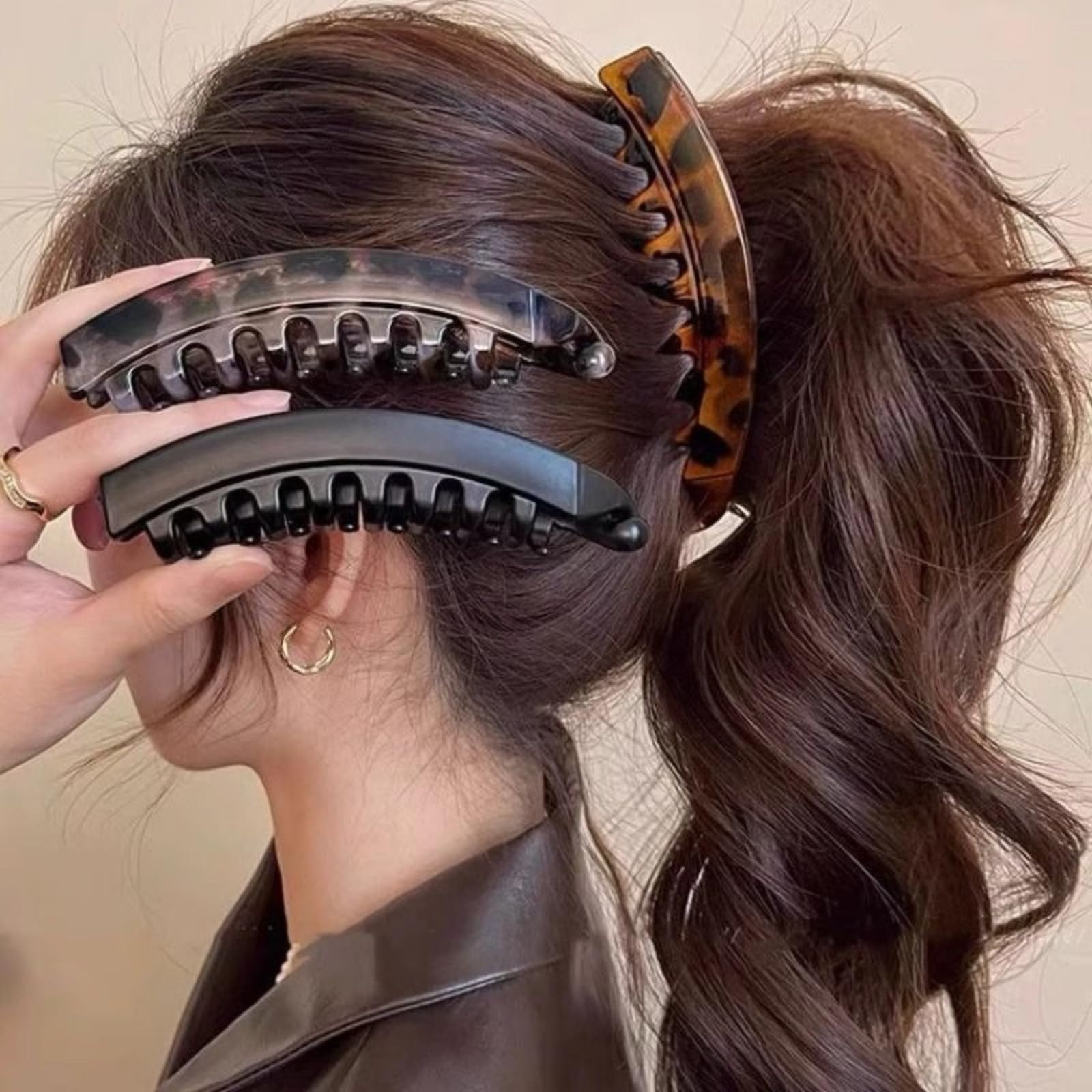 3-Piece Set of Large High Ponytail Banana Clips Volumizing effect for ...