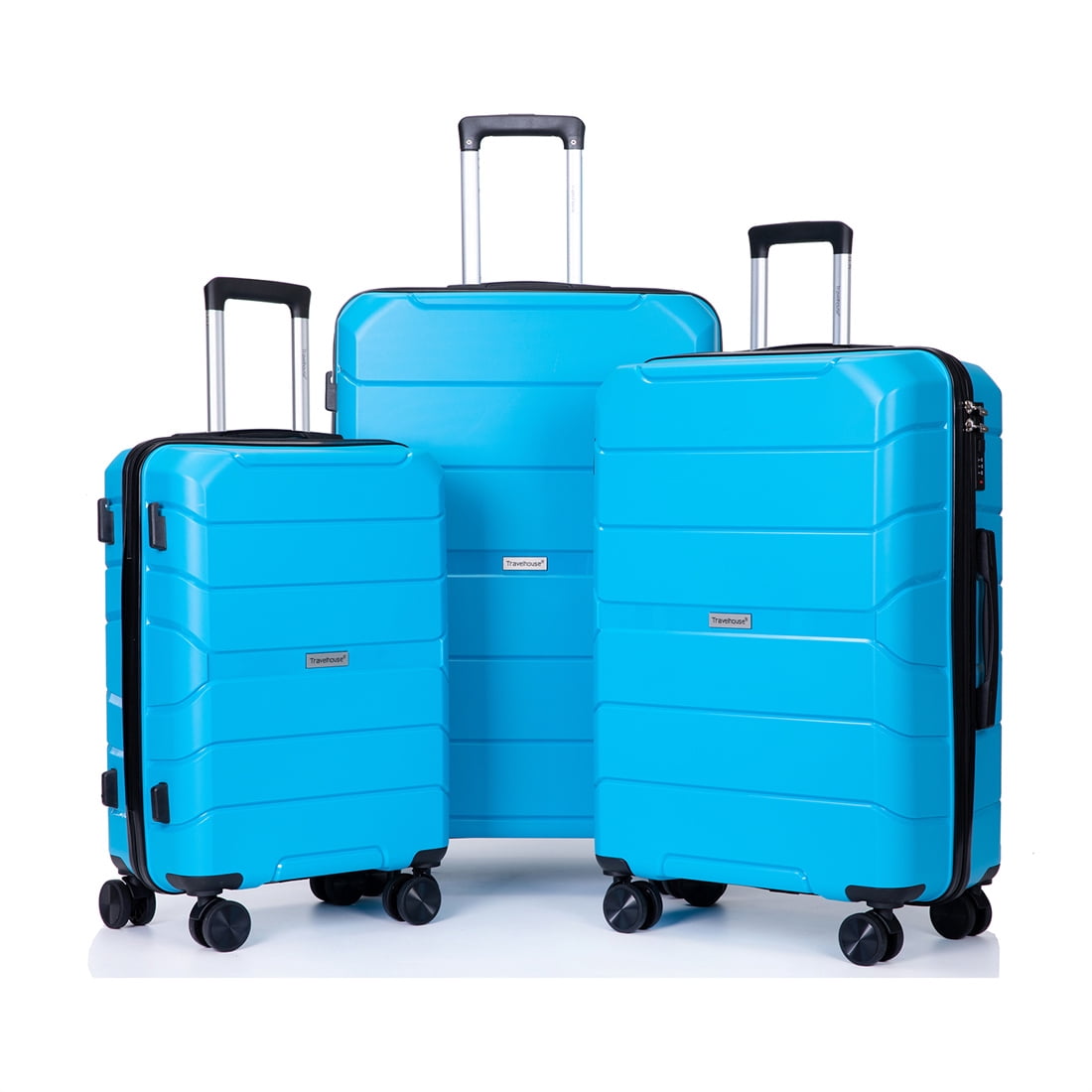 3-Piece Set Luggage Travel Set, 100% PP Hardshell Suitcase with TSA ...