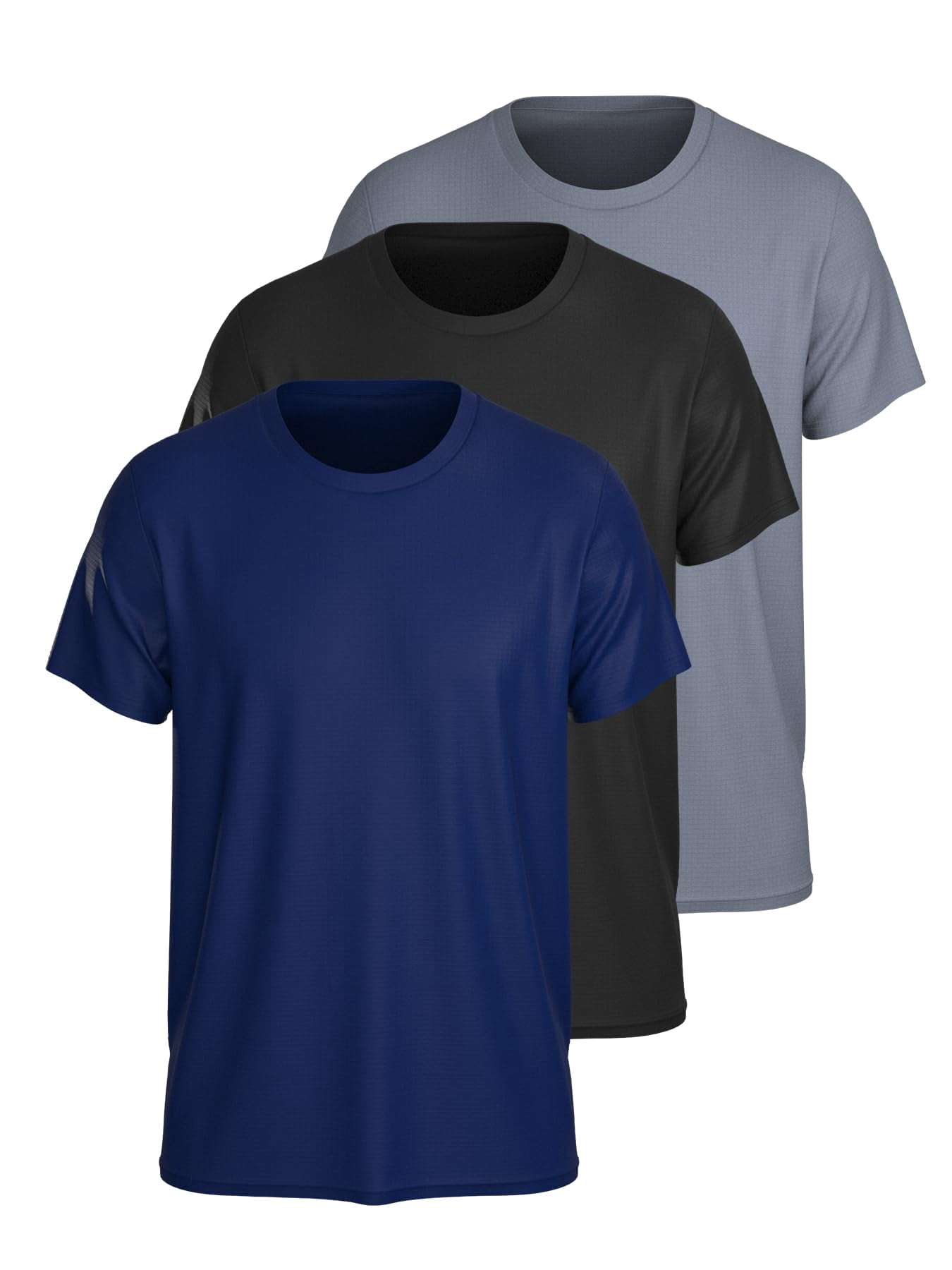 3-Piece Set Men’s Short Sleeve Workout T-Shirt - Soft Stretchy Athletic ...