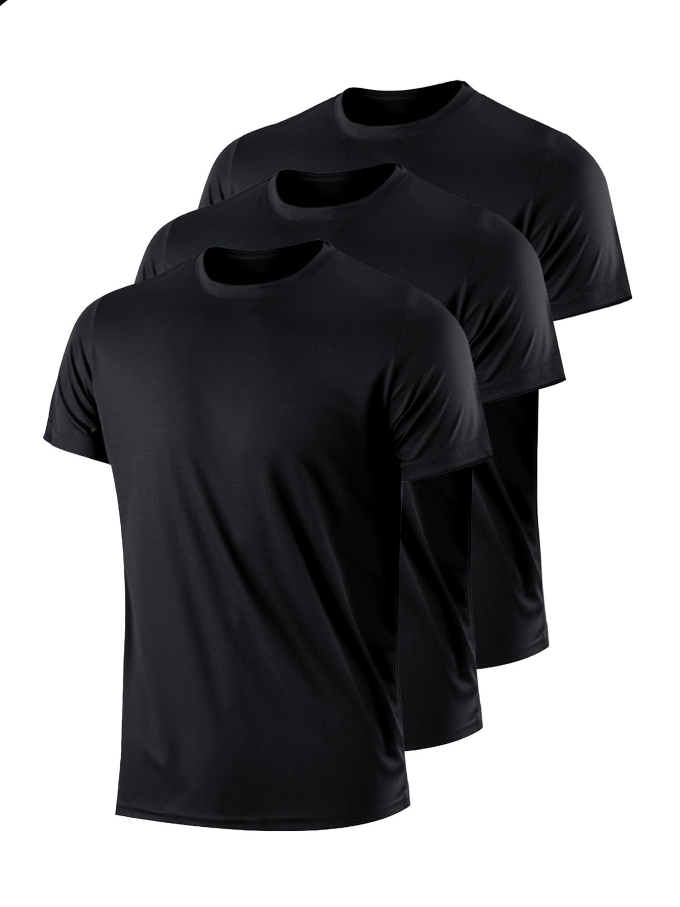 3-Piece Set Men’s Short Sleeve Workout T-Shirt - Soft Stretchy Athletic ...