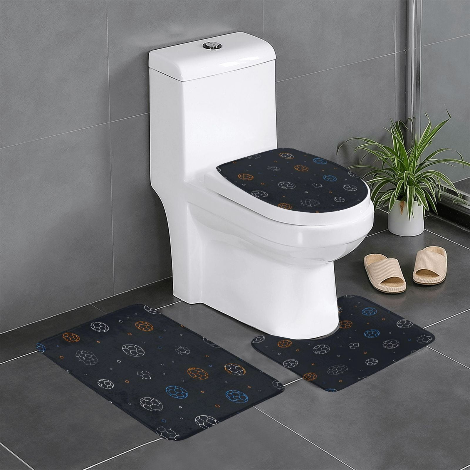 3-Piece Set Of Non-Slip Water Absorbent Bathroom Mats Washable ...