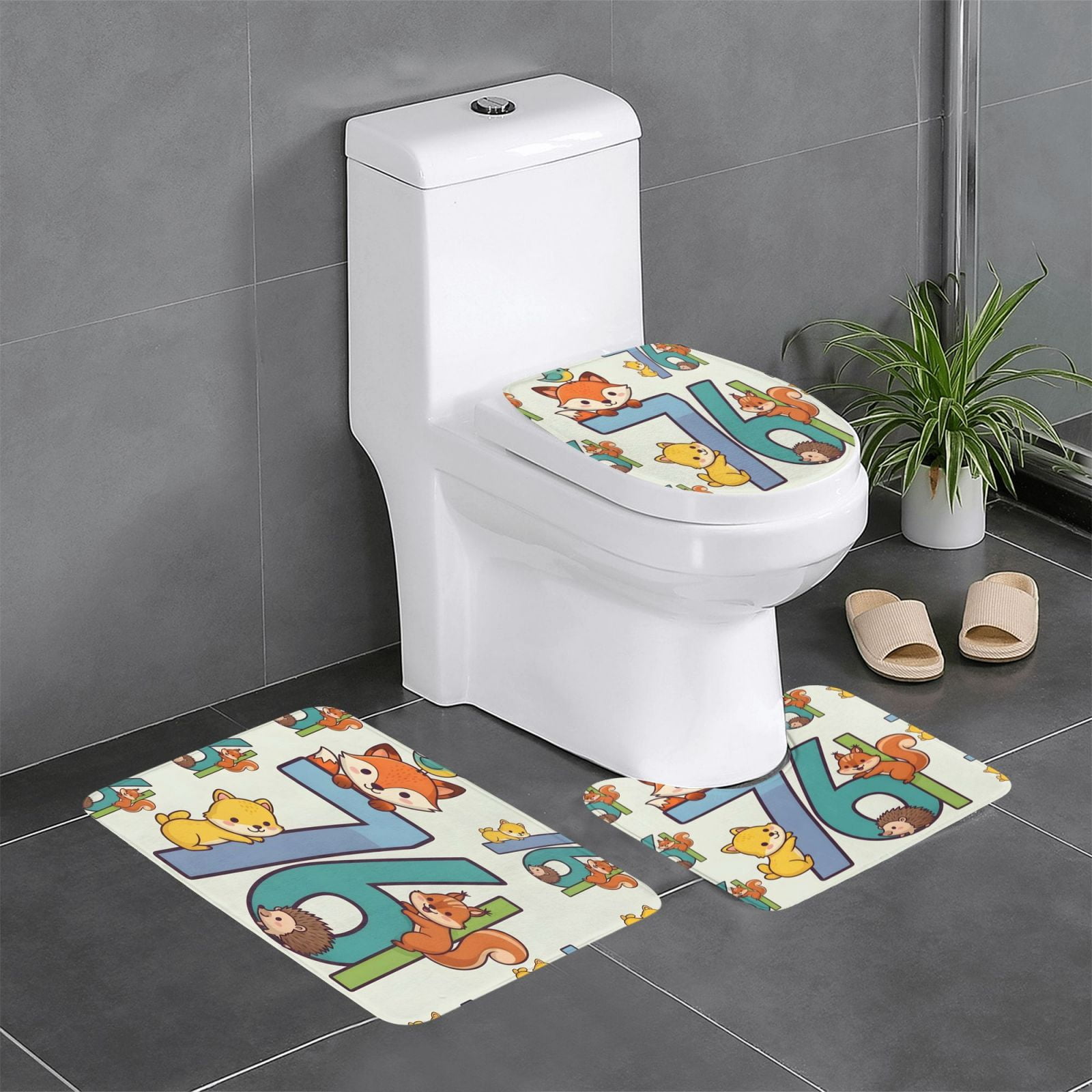 3-Piece Set Of Non-Slip Water Absorbent Bathroom Mats Washable ...