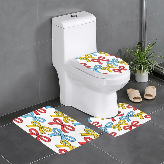 3-Piece Set Of Non-Slip Water Absorbent Bathroom Mats Washable ...