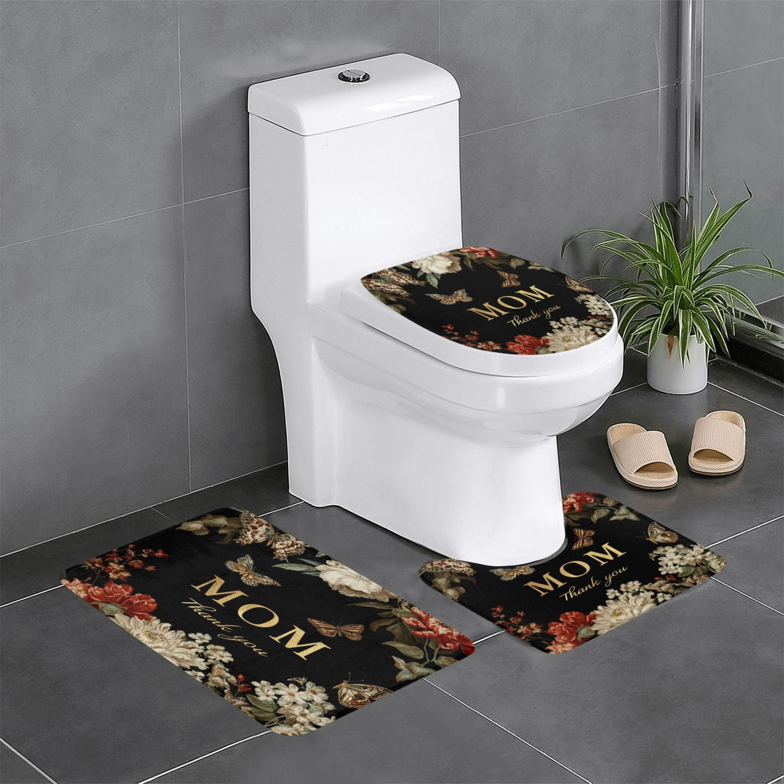 3-Piece Set Of Non-Slip Water Absorbent Bathroom Mats Washable ...