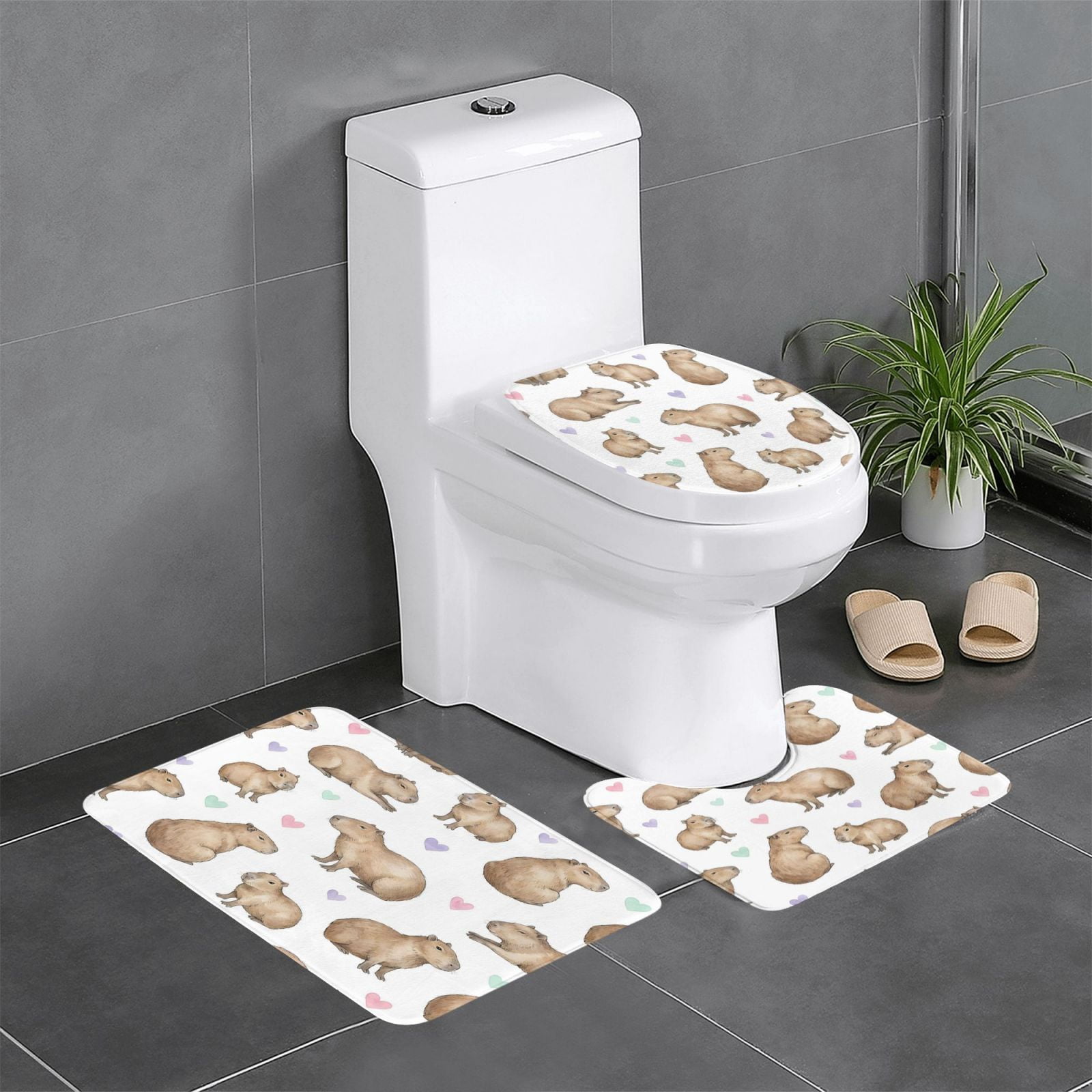 3-Piece Set Of Non-Slip Water Absorbent Bathroom Mats Washable ...
