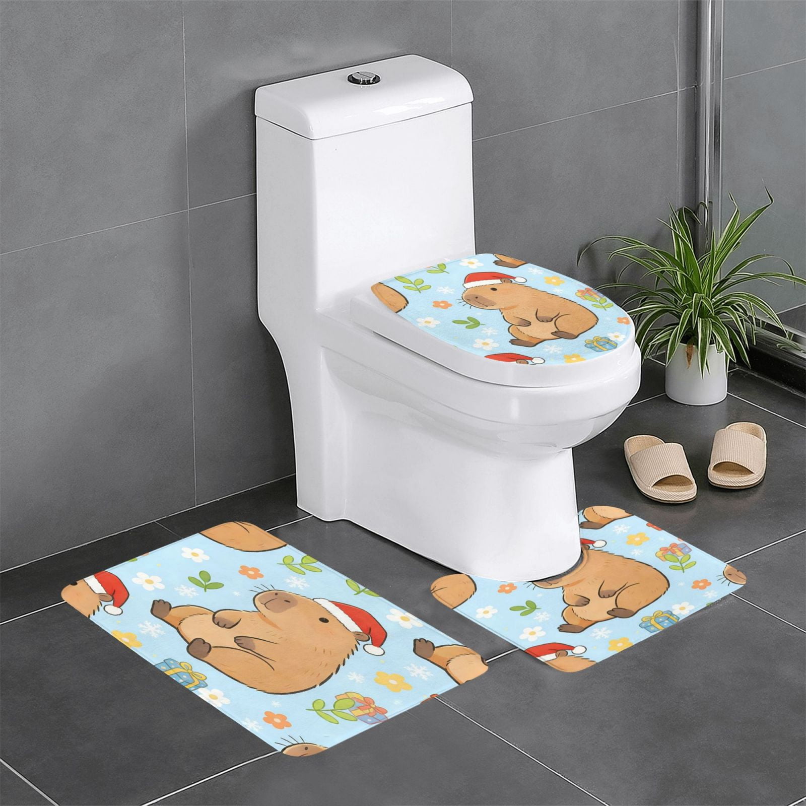 3-Piece Set Of Non-Slip Water Absorbent Bathroom Mats Washable ...