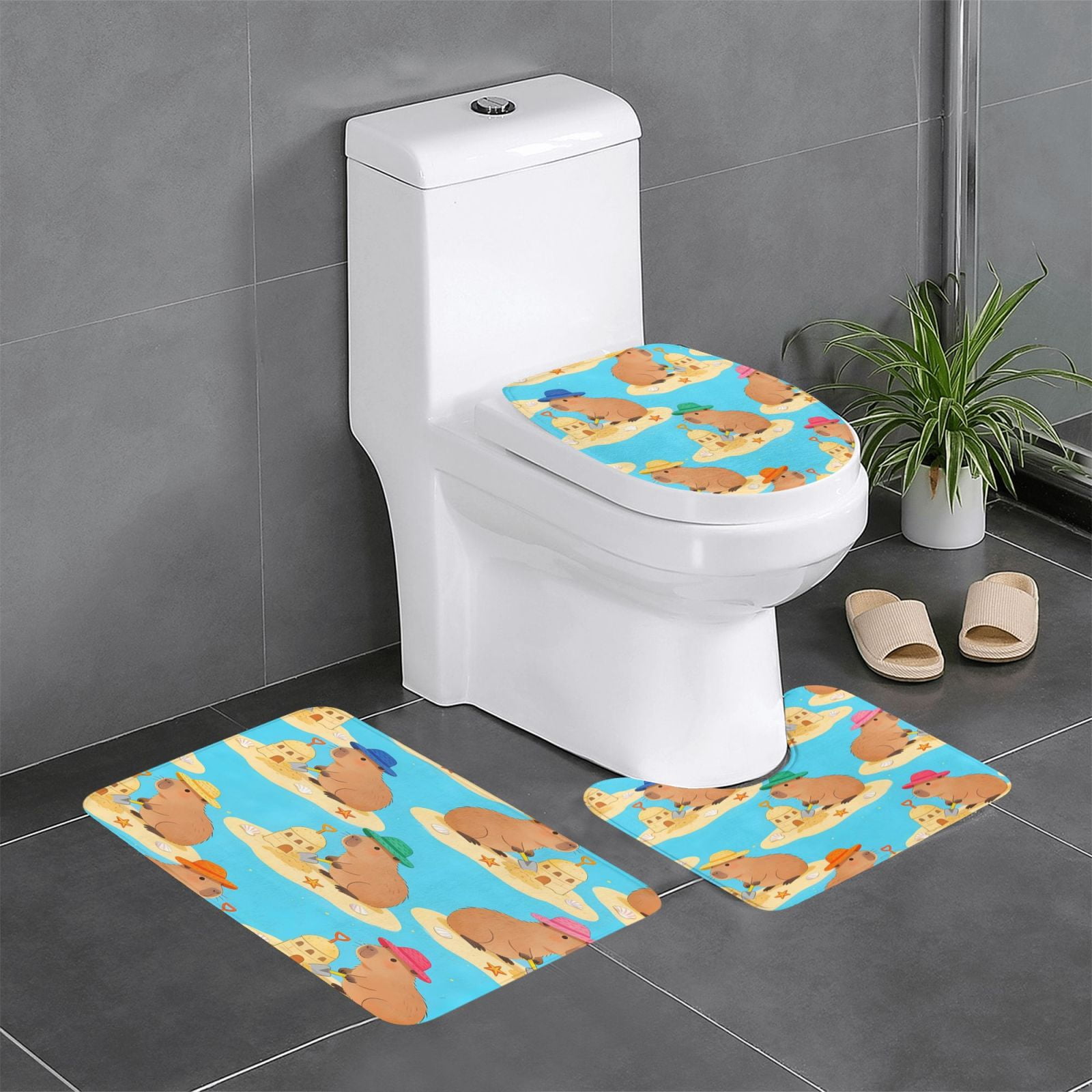 3-Piece Set Of Non-Slip Water Absorbent Bathroom Mats Washable ...