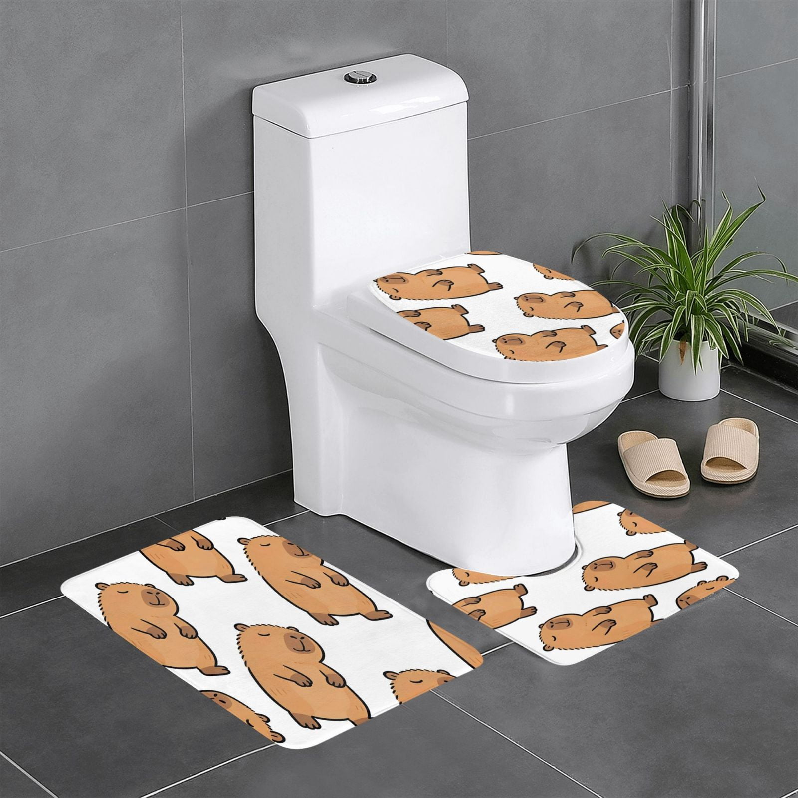 3-Piece Set Of Non-Slip Water Absorbent Bathroom Mats Washable ...