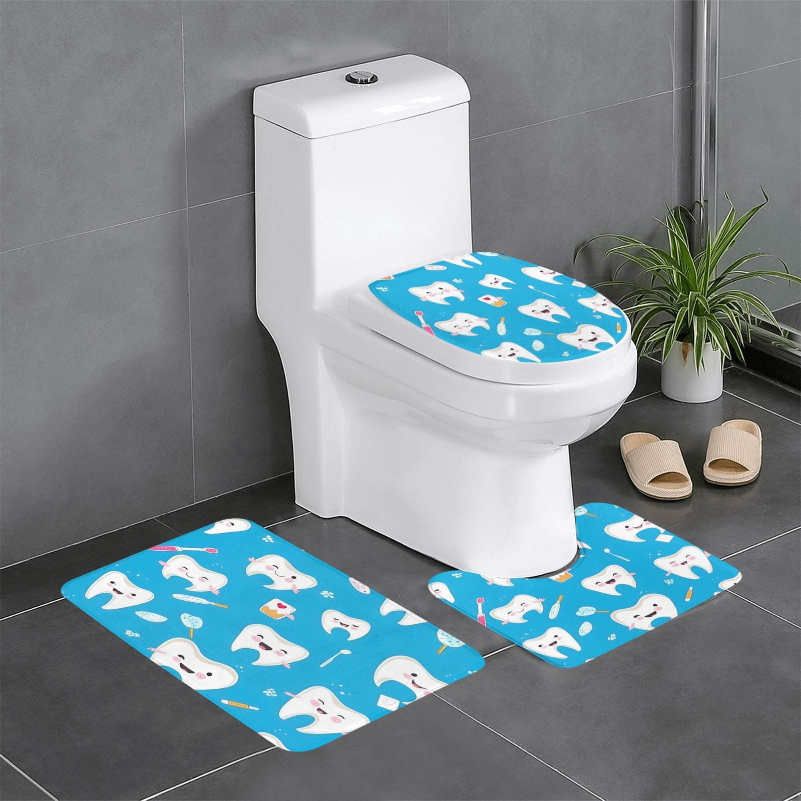 3-Piece Set Of Non-Slip Water Absorbent Bathroom Mats Washable ...