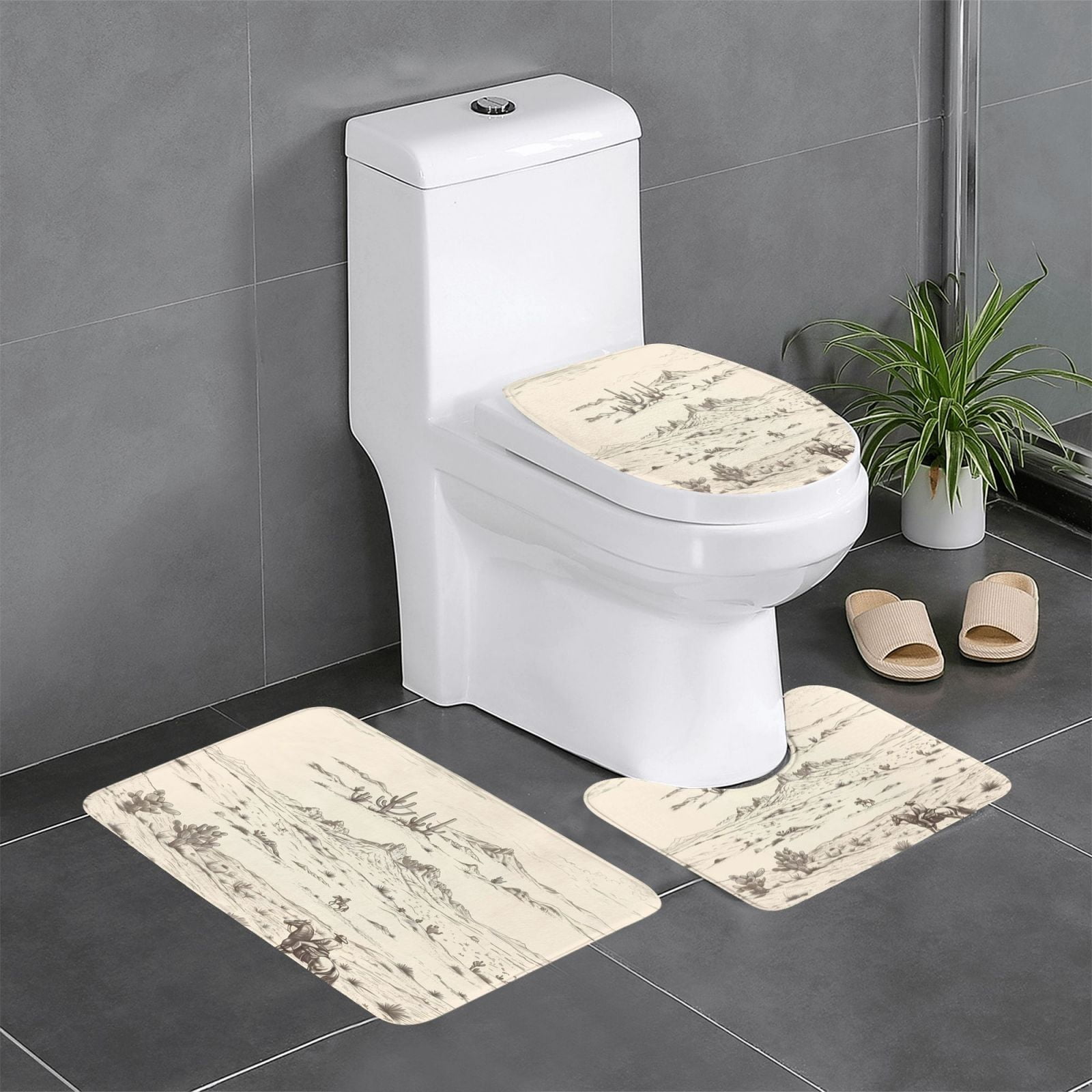 3-Piece Set Of Non-Slip Water Absorbent Bathroom Mats Washable ...