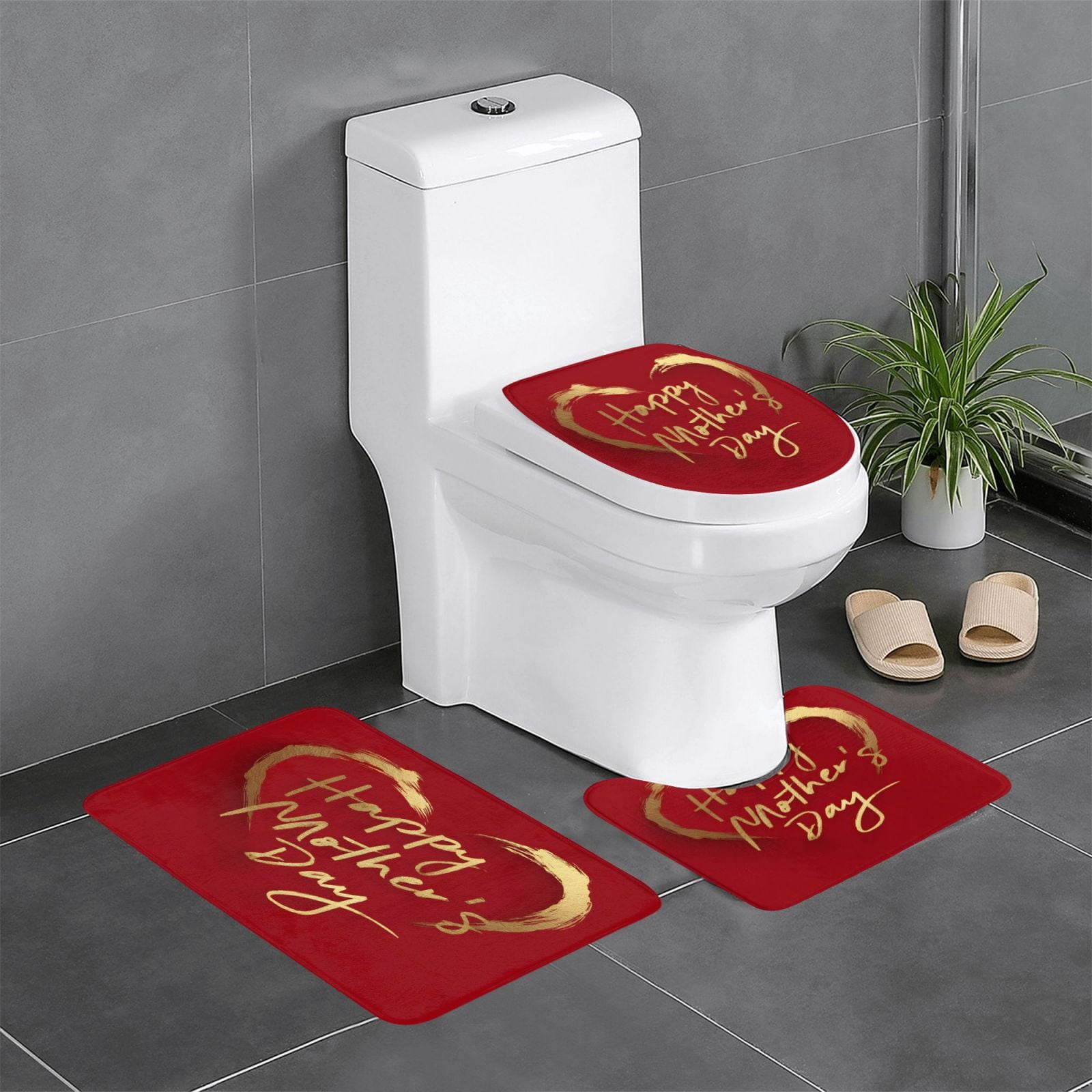 3-Piece Set Of Non-Slip Water Absorbent Bathroom Mats Washable ...
