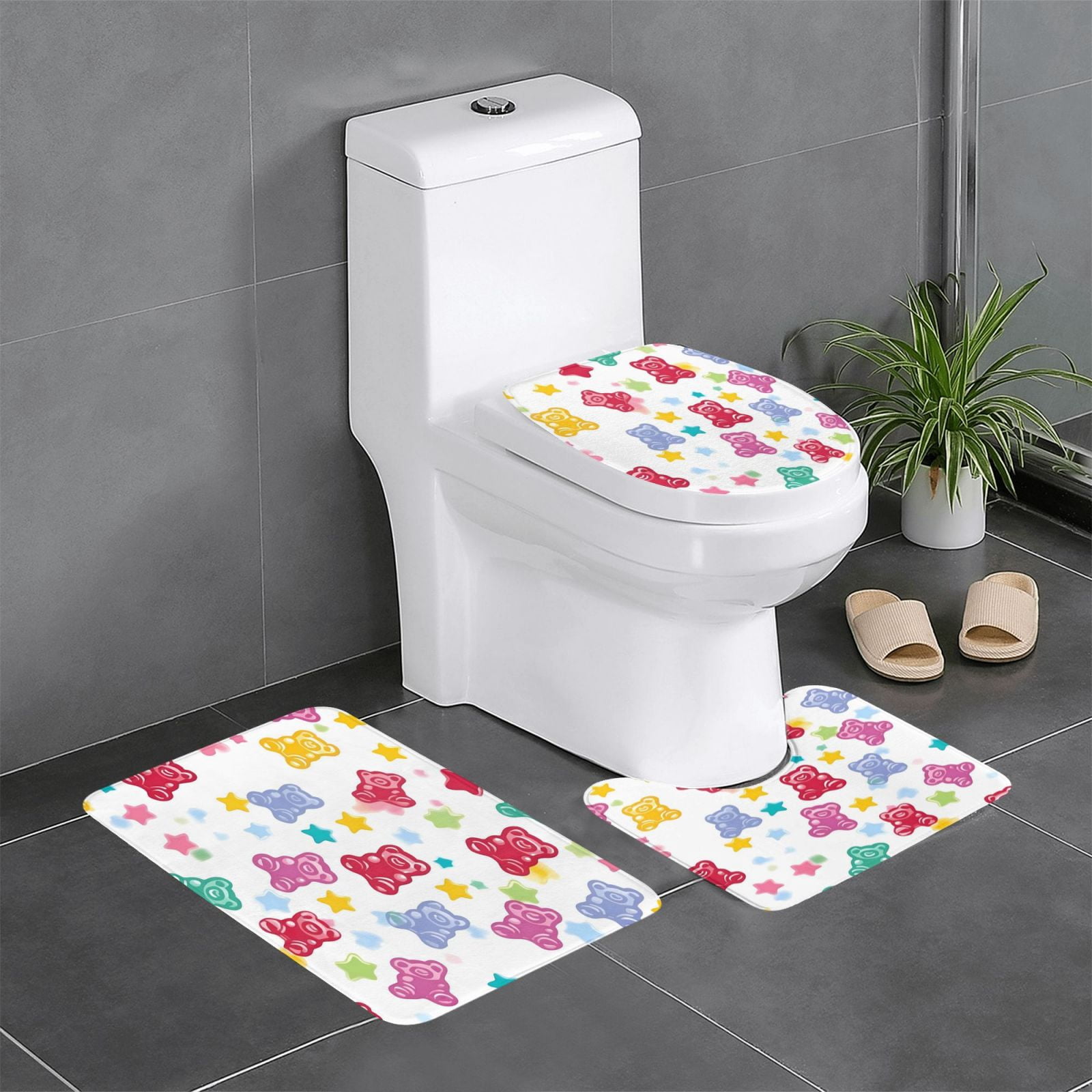 3-Piece Set Of Non-Slip Water Absorbent Bathroom Mats Washable ...