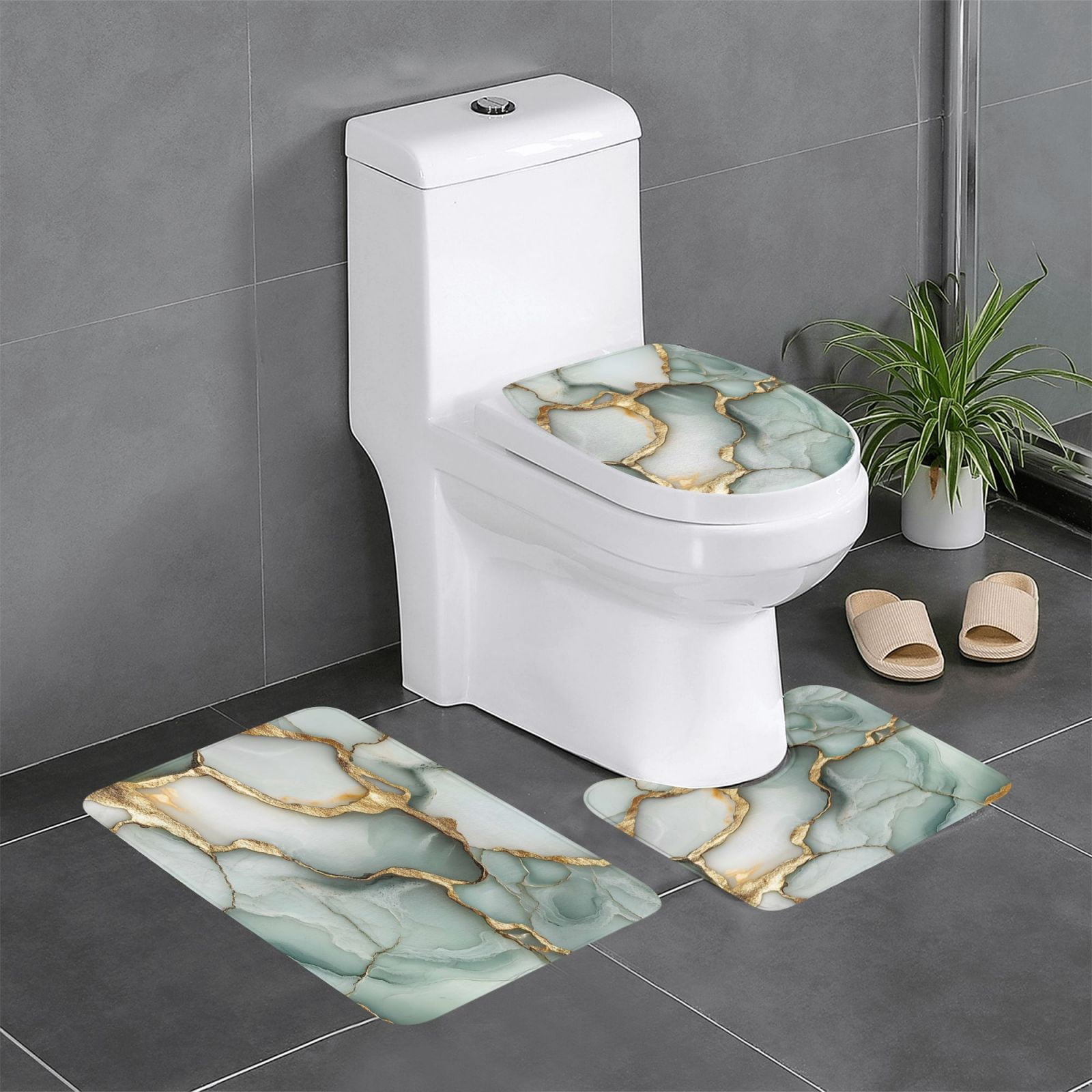 3-Piece Set Of Non-Slip Water Absorbent Bathroom Mats Washable ...