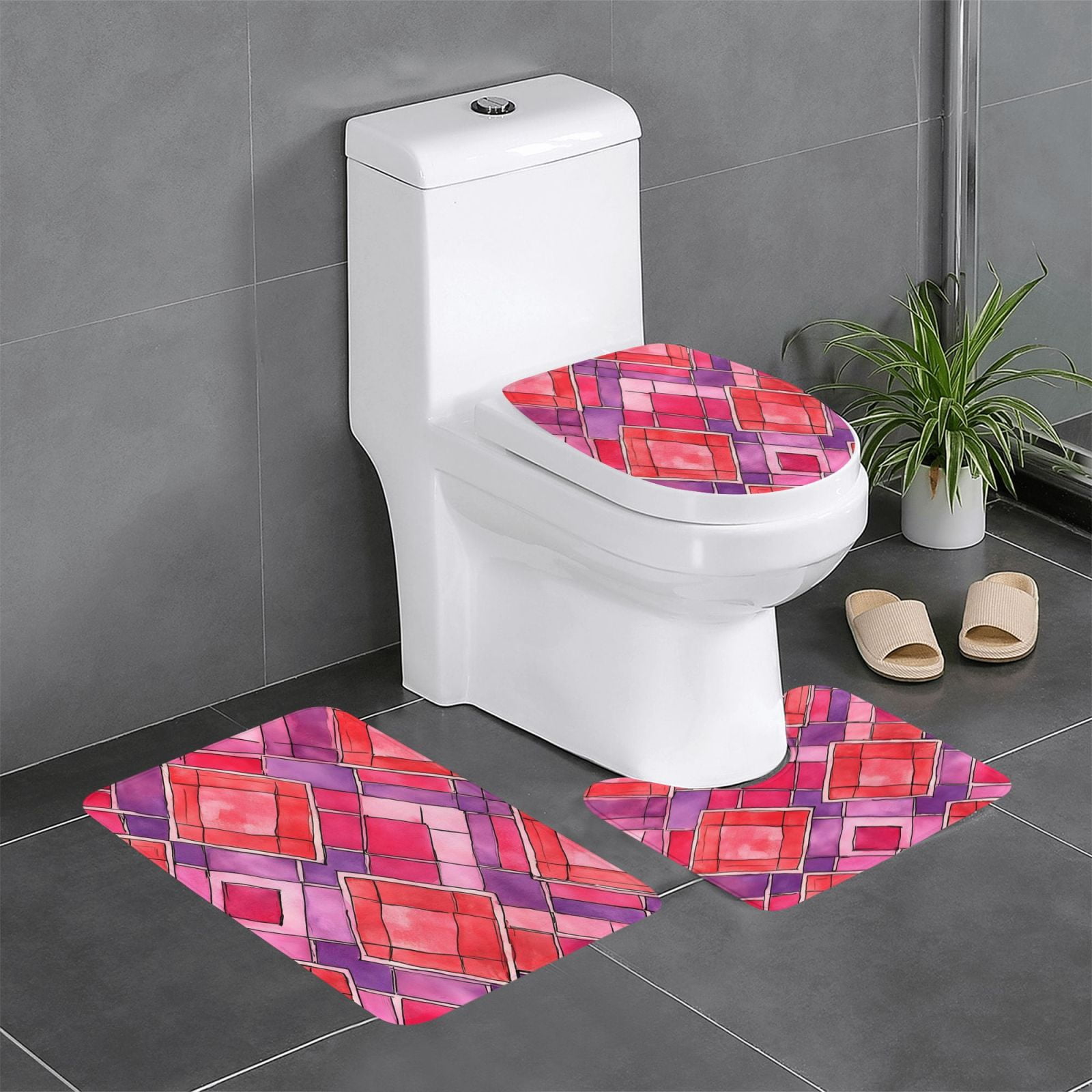3-Piece Set Of Non-Slip Water Absorbent Bathroom Mats Washable ...