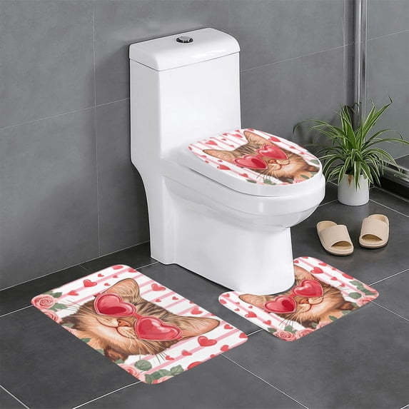 3-Piece Set Of Non-Slip Water Absorbent Bathroom Mats Washable ...