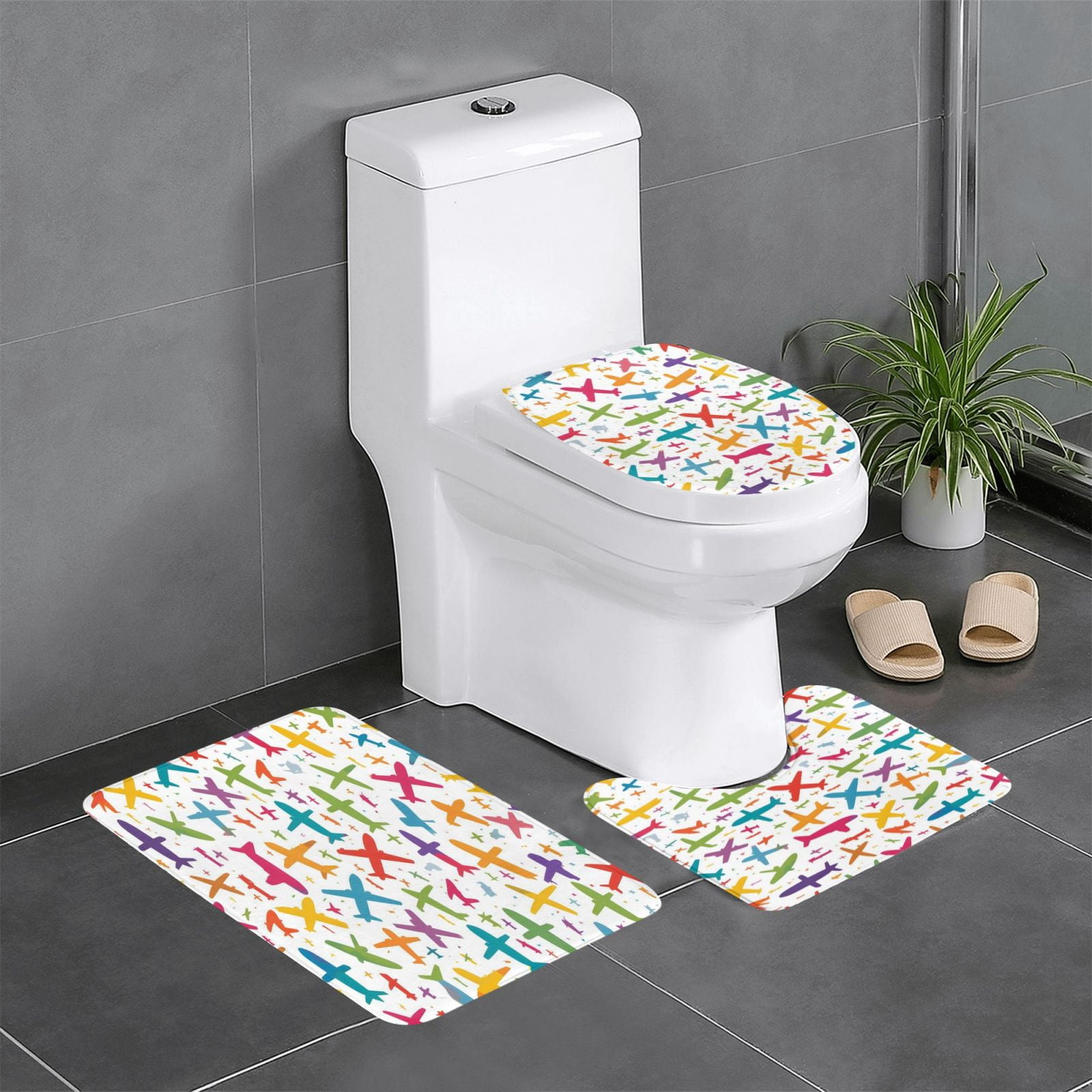 3-Piece Set Of Non-Slip Water Absorbent Bathroom Mats Washable ...